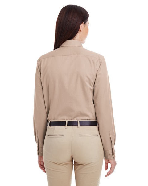 Harriton M581W | Ladies' Foundation 100% Cotton Long-Sleeve Twill Shirt ...